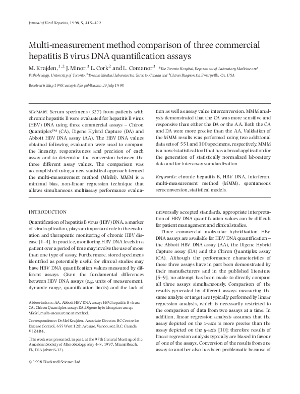(PDF) Multi-measurement method comparison of three commercial hepatitis ...