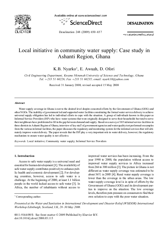 (PDF) Local initiative in community water supply: Case study in Ashanti ...