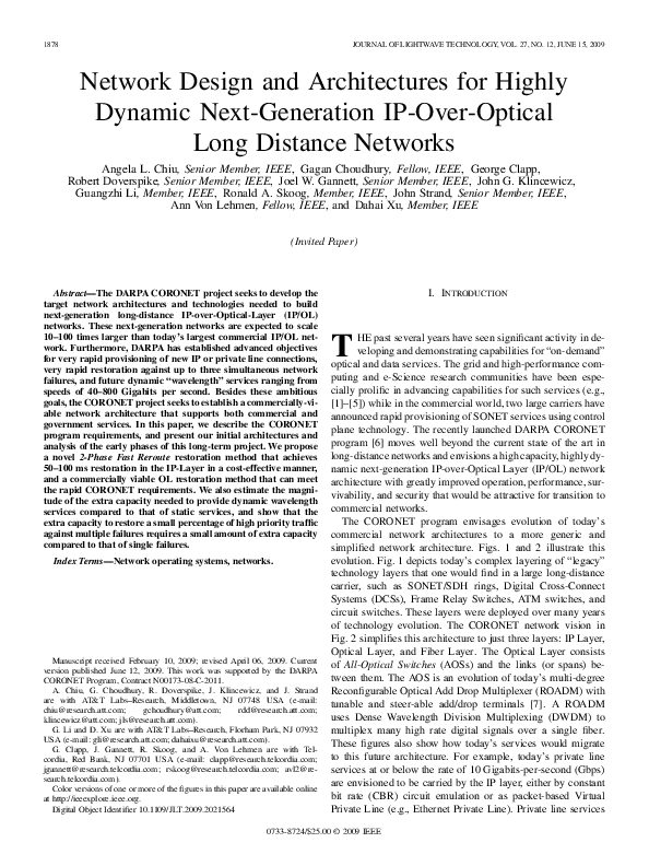(PDF) Network Design and Architectures for Highly Dynamic Next ...