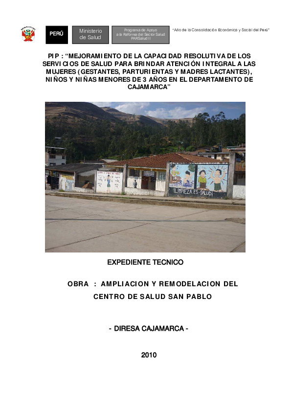 (PDF) PERÚ Ministerio de Salud PIP : " MEJORAMIENTO DE LA CAPACIDAD ...