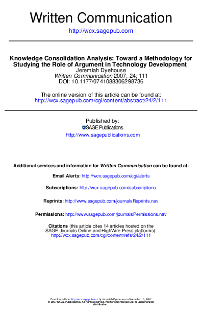 (PDF) Knowledge Consolidation Analysis: Toward a Methodology for ...