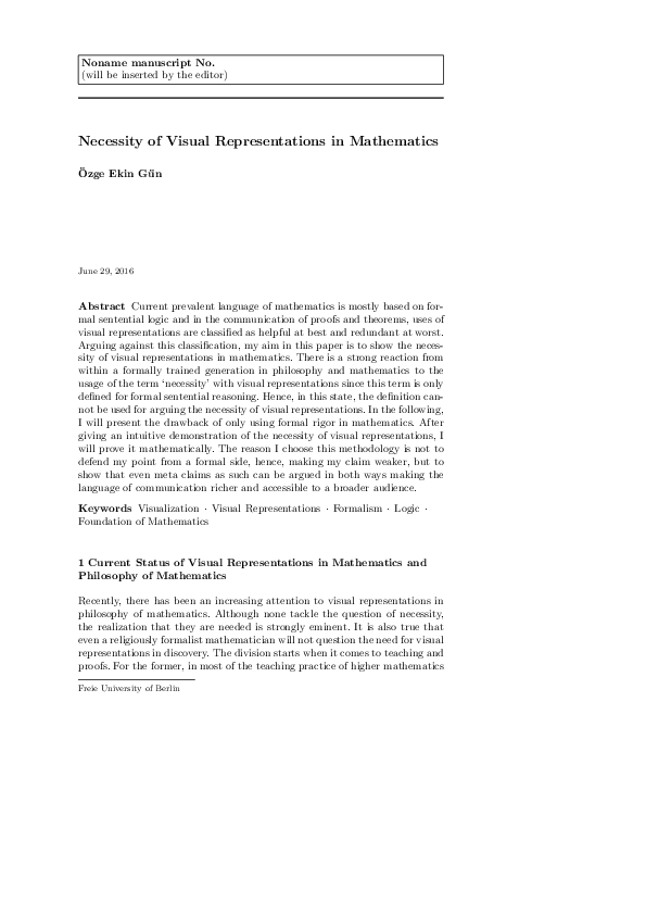 (PDF) Necessity of Visual Representations in Mathematics