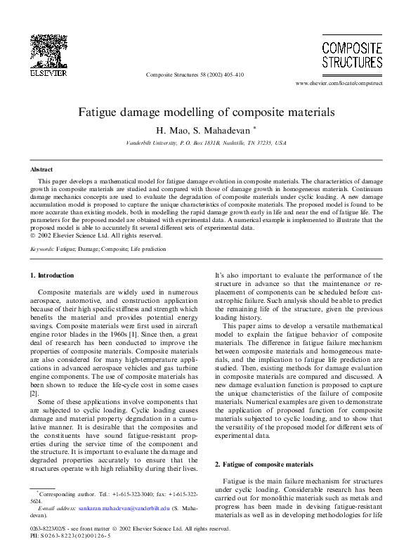(PDF) Fatigue damage modelling of composite materials