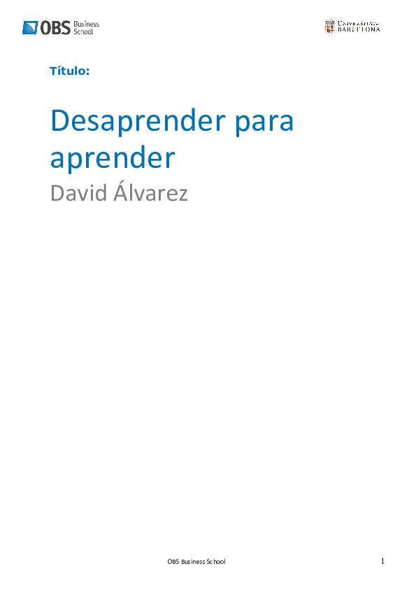 (PDF) Desaprender para aprender