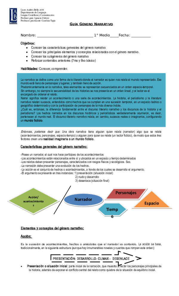 (DOC) Guia genero narrativo para primero medio d1 (1)