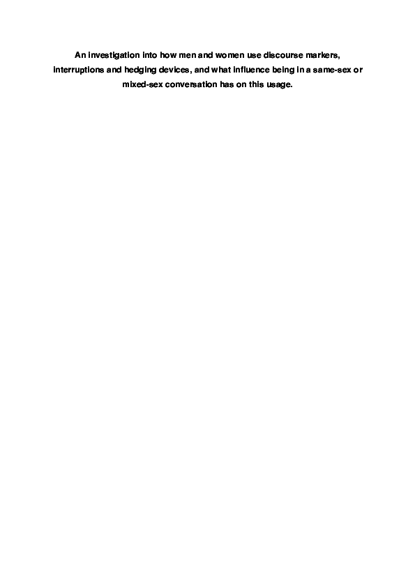 Pdf An Investigation Into How Men And Women Use Discourse Markers