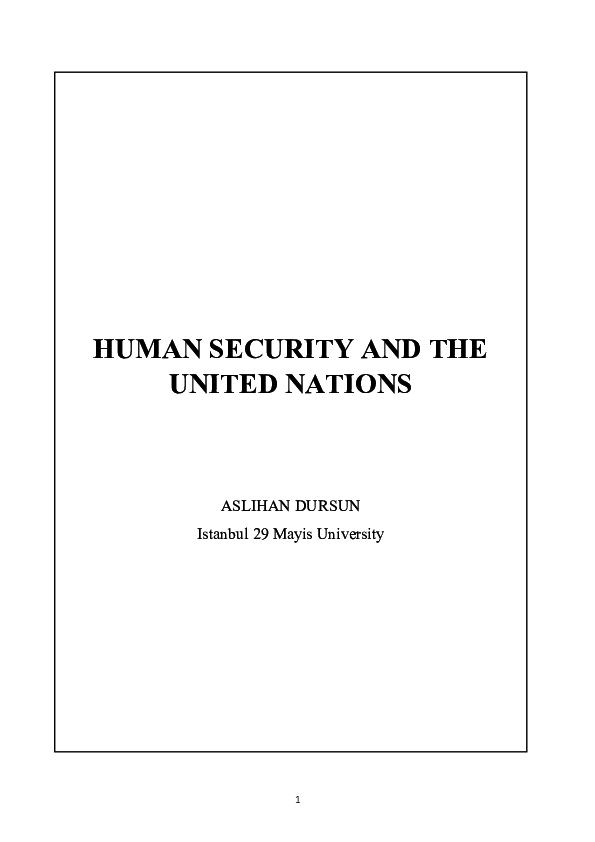 (PDF) HUMAN SECURITY AND THE UNITED NATIONS