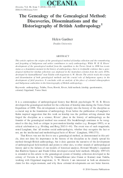 (PDF) The Genealogy of the Genealogical Method: Discoveries ...