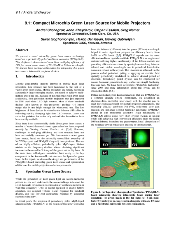(PDF) 9.1: Compact Microchip Green Laser Source for Mobile Projectors