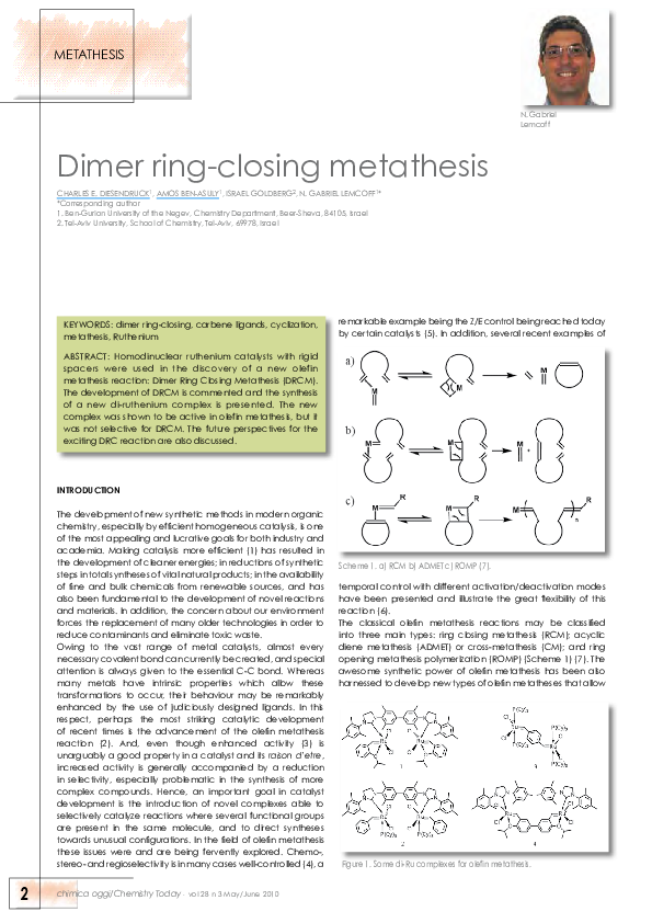 (PDF) Dimer ring-closing metathesis