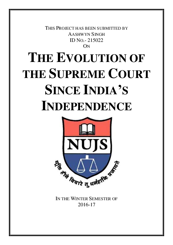 (DOC) The Evolution of the Supreme Court Since India's Independence