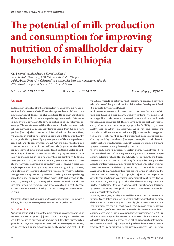 (PDF) Milk and dairy products in human nutrition The potential of milk ...