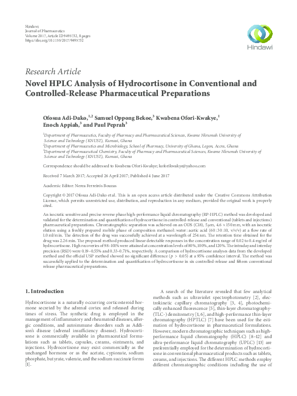 (PDF) Novel HPLC Analysis of Hydrocortisone in Conventional and Controlled-Release ...