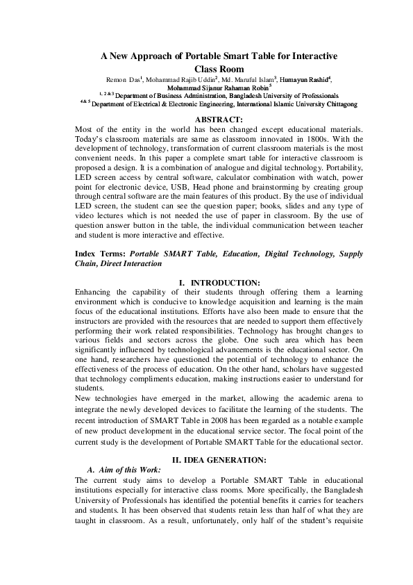 (PDF) A New Approach of Portable Smart Table for Interactive Class Room ...