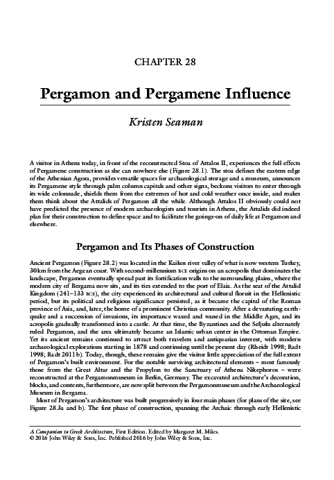 (PDF) “Pergamon and Pergamene Influence” in A Companion to Greek ...