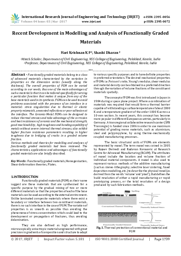 (PDF) Recent Development in Modelling and Analysis of Functionally Graded Materials