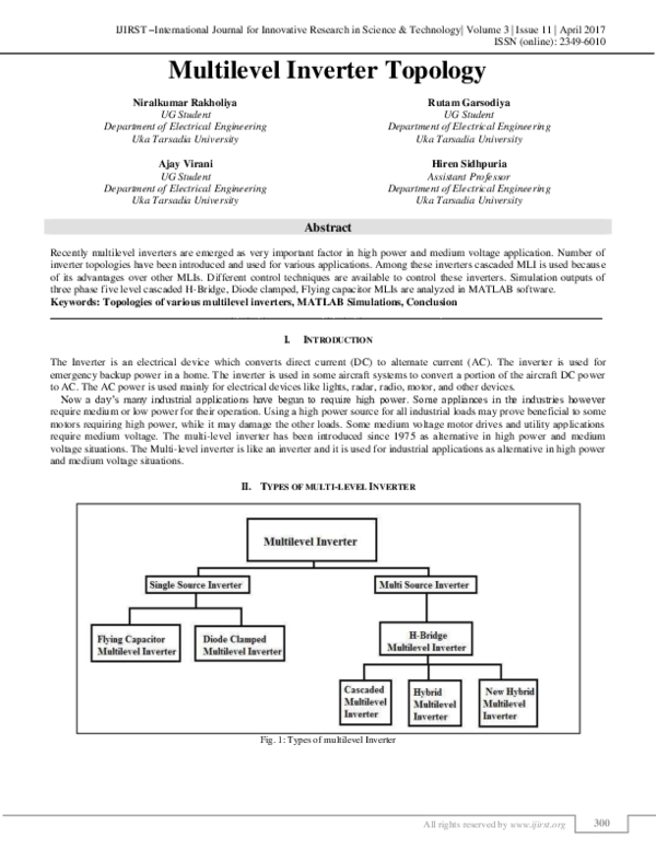 (PDF) Multilevel Inverter Topology (PDF) Multilevel Inverter Topology