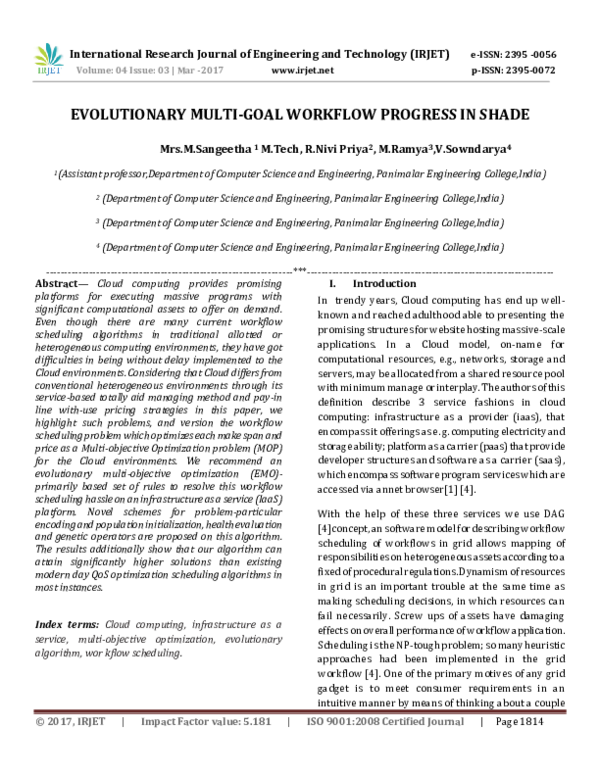 Pdf Evolutionary Multi Goal Workflow Progress In Shade Irjet Journal