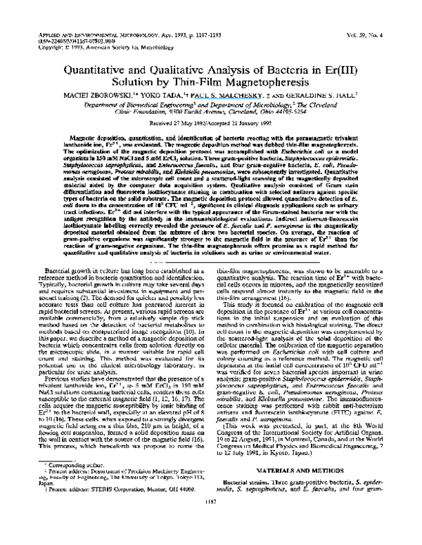 (PDF) Quantitative and Qualitative Analysis of Bacteria in Er(III ...