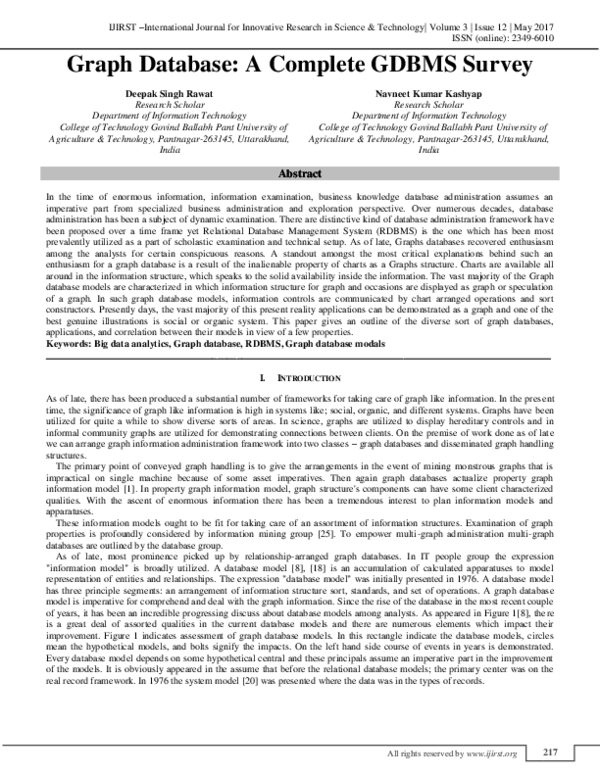 (PDF) Graph Database: A Complete GDBMS Survey