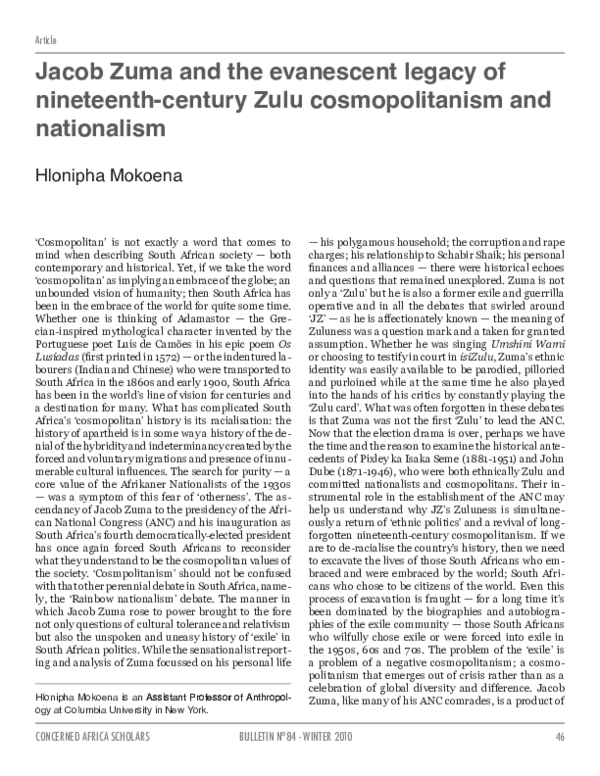 (PDF) Jacob Zuma and the evanescent legacy of nineteenth-century Zulu ...