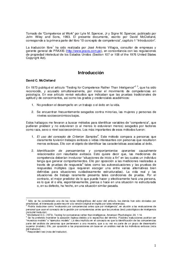 (PDF) El concepto de competencia de McClelland