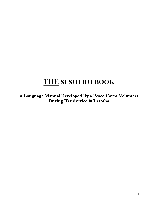 (PDF) THE SESOTHO BOOK A Language Manual Developed By a Peace Corps ...