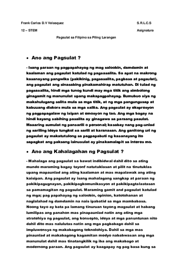 (DOC) Ano ang Pagsulat
