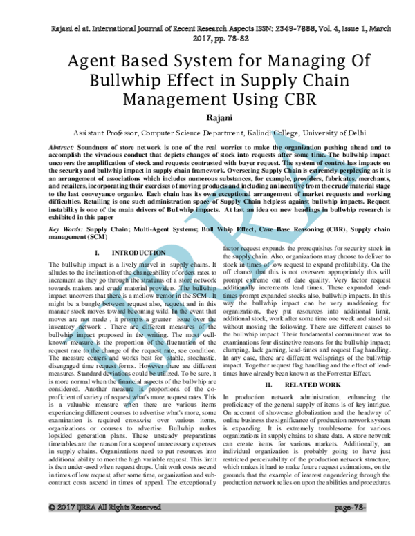 (PDF) Agent Based System for Managing Of Bullwhip Effect in Supply Chain Management Using CBR