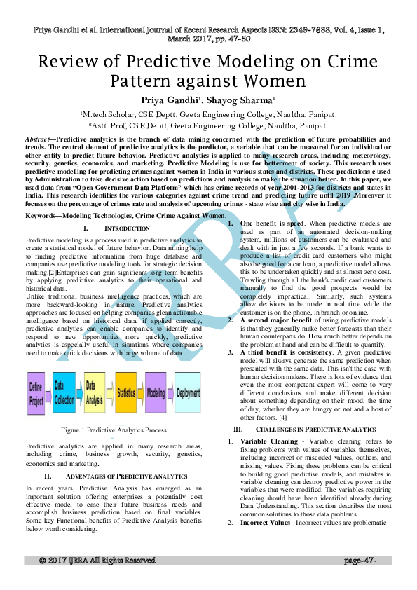 (PDF) Review of Predictive Modeling on Crime Pattern against Women