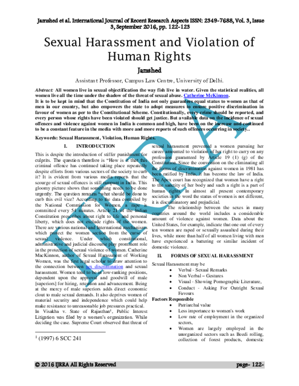 (PDF) Sexual Harassment and Violation of Human Rights