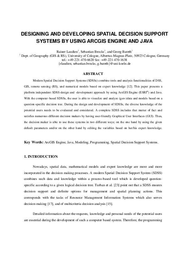 Pdf Designing And Developing Spatial Decision Support Systems By