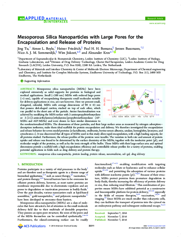 (PDF) Mesoporous Silica Nanoparticles with Large Pores for the Encapsulation and Release of Proteins