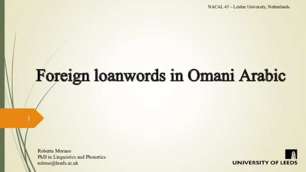 (PDF) Foreign loanwords in Omani Arabic
