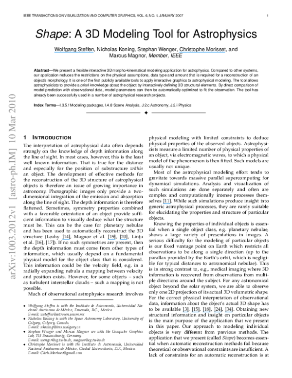 (PDF) Shape: A 3D Modeling Tool for Astrophysics