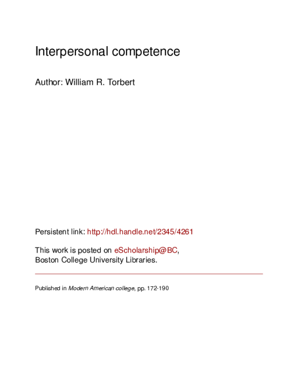 (PDF) Interpersonal competence