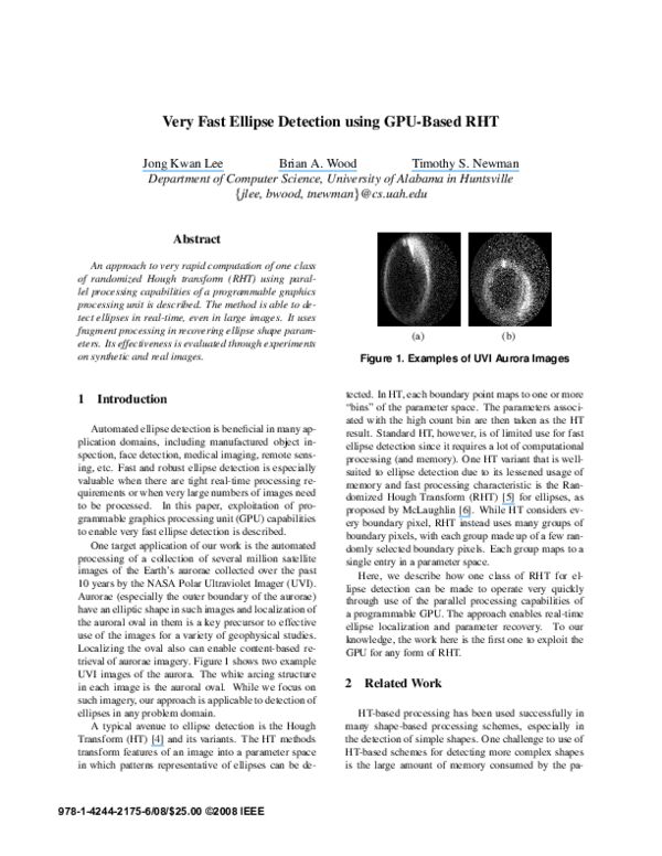 Pdf Very Fast Ellipse Detection Using Gpu Based Rht Timothy Newman And Brian Wood