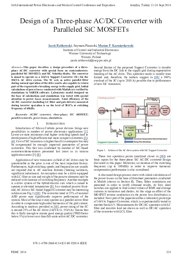 (PDF) Design of a Three-phase AC/DC Converter with Paralleled SiC MOSFETs