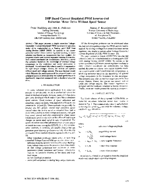 Pdf Dsp Based Current Regulated Pwm Inverter Fed Induction Motor