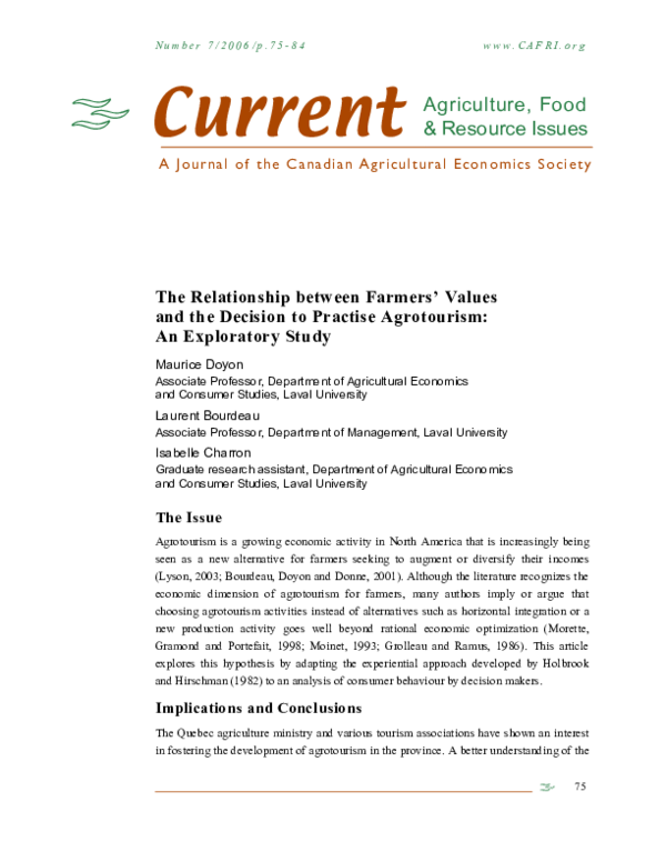 (PDF) The Relationship between Farmers' Values and the Decision to ...