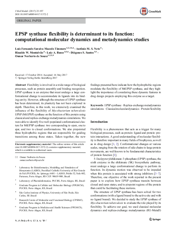 (PDF) EPSP synthase flexibility is determinant to its function ...