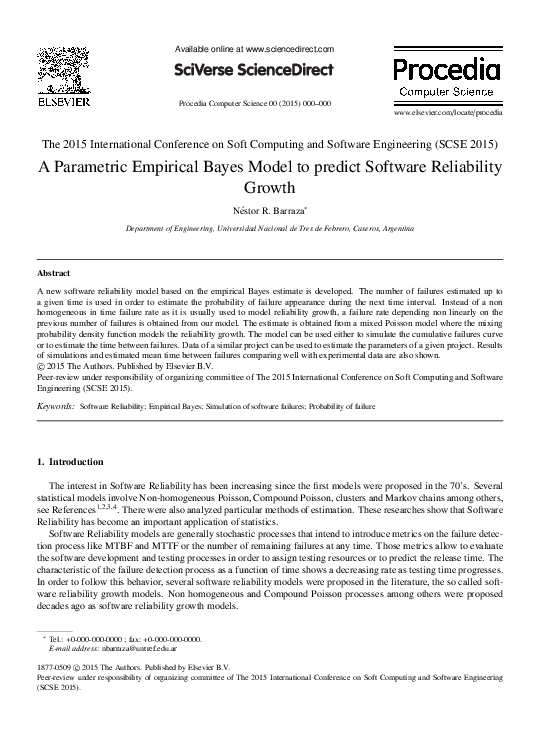 Pdf A Parametric Empirical Bayes Model To Predict Software Reliability Growth