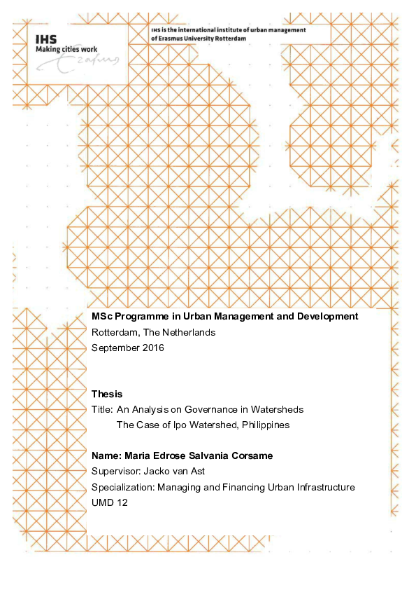 (PDF) An Analysis on Governance in Watersheds: The Case of Ipo ...