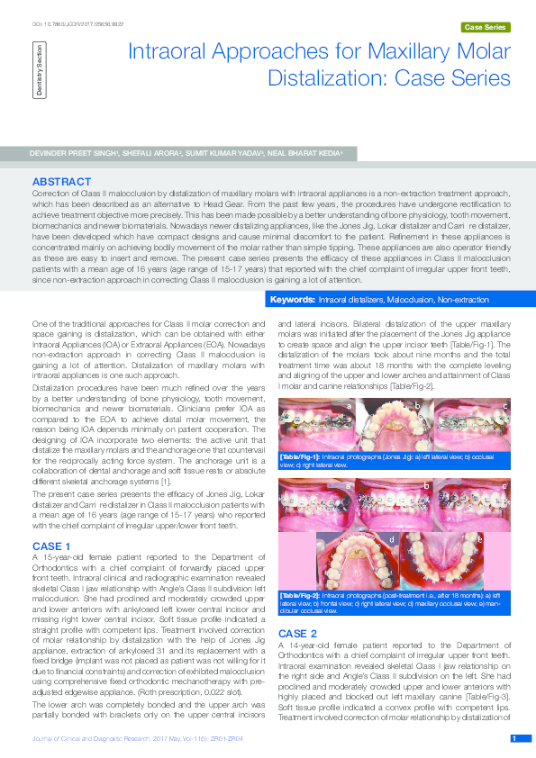 Pdf Case Series Intraoral Approaches For Maxillary Molar