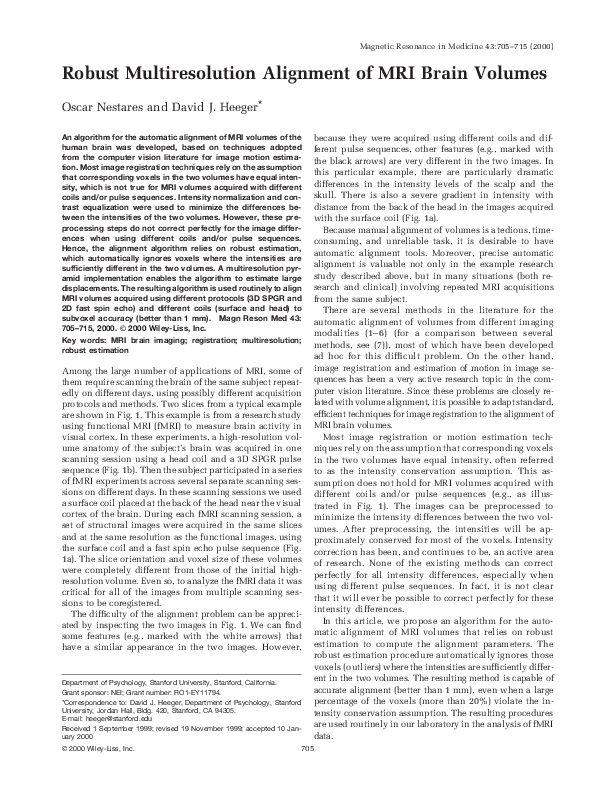 (PDF) Robust multiresolution alignment of MRI brain volumes