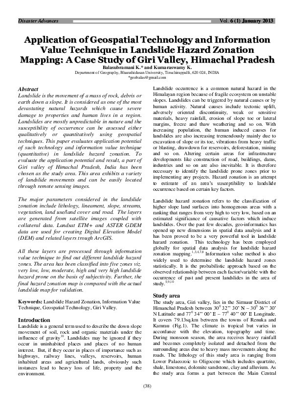 (PDF) Application of Geospatial Technology and Information Value ...