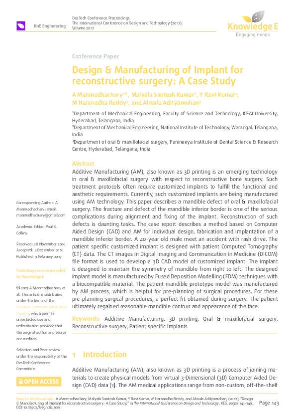 (PDF) Customized 3D-Printed Mandible Implants
