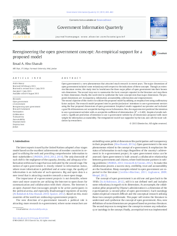 (PDF) Reengineering the open government concept: An empirical support ...