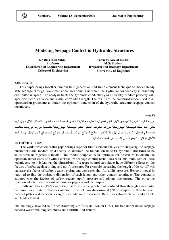 (PDF) Modeling Seepage Control in Hydraulic Structures