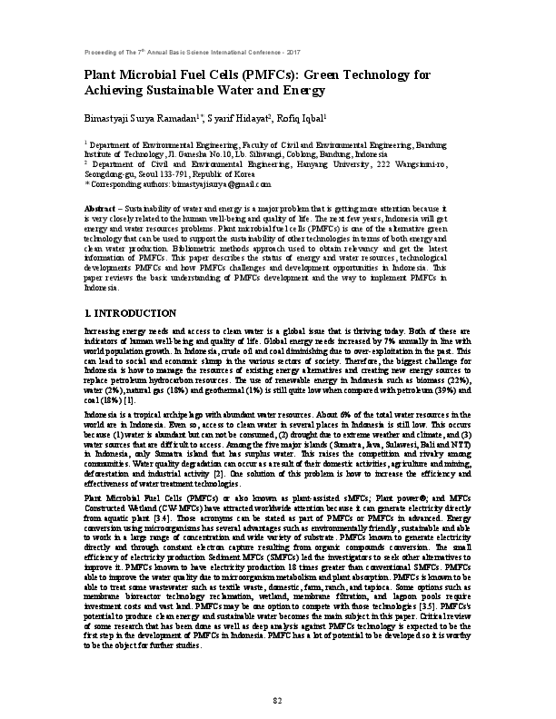 (PDF) Plant Microbial Fuel Cells (PMFCs): Green Technology for Achieving Sustainable Water and ...